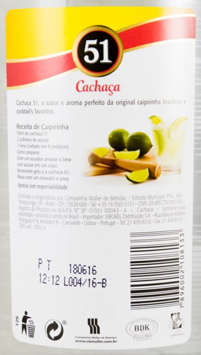 Cachaça 51 Pirassununga 1L