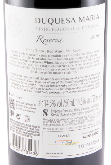 2019 Duquesa Maria Reserva tinto
