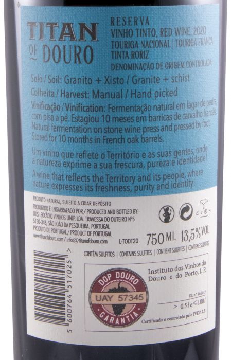 2020 Titan of Douro Reserva tinto