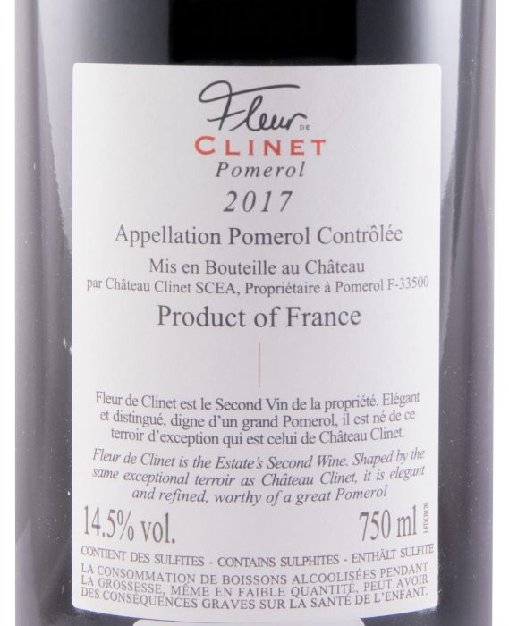 2017 Château Clinet Fleur de Clinet Pomerol tinto