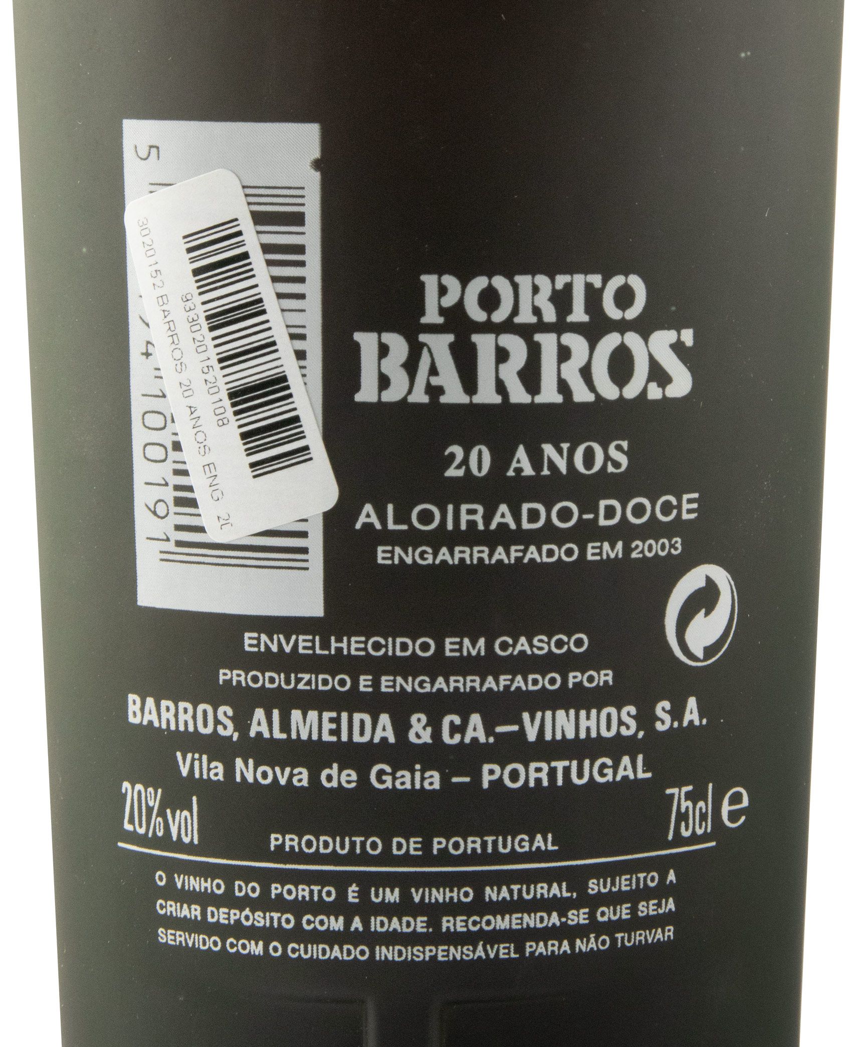 Barros 20 anos Porto (engarrafado em 2003)