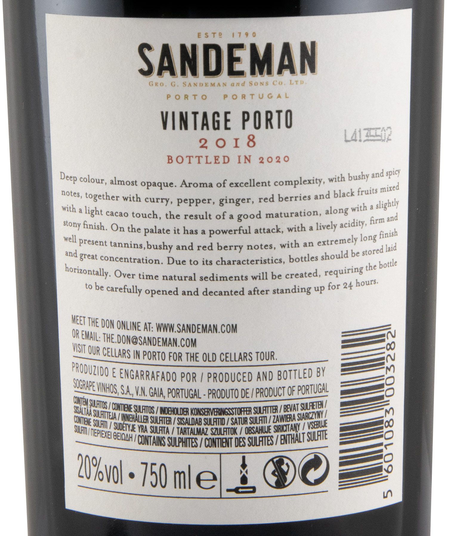2018 Sandeman Vintage Porto