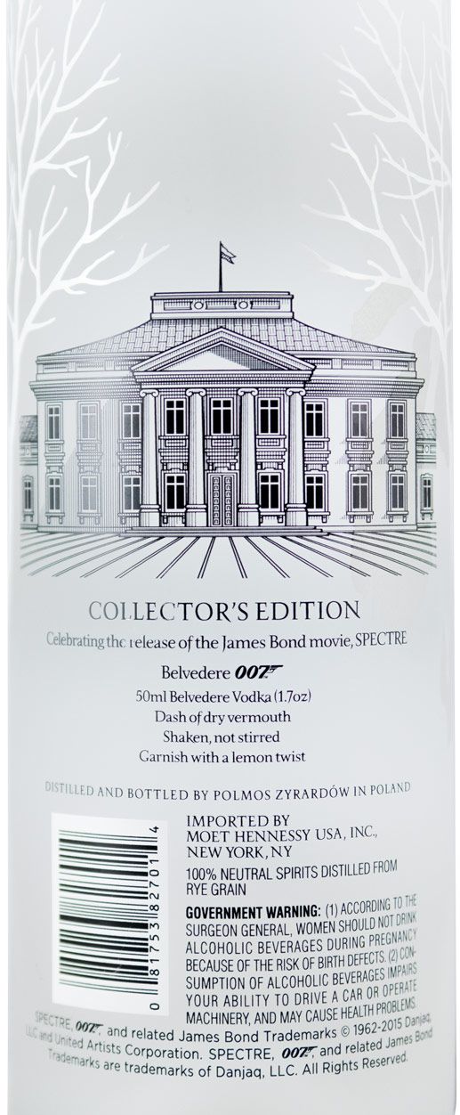 Vodka Belvedere 007 James Bond Spectre Edition 1.75L