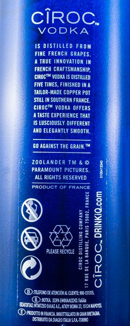 Vodka Cîroc Blue Steel Derek Zoolander