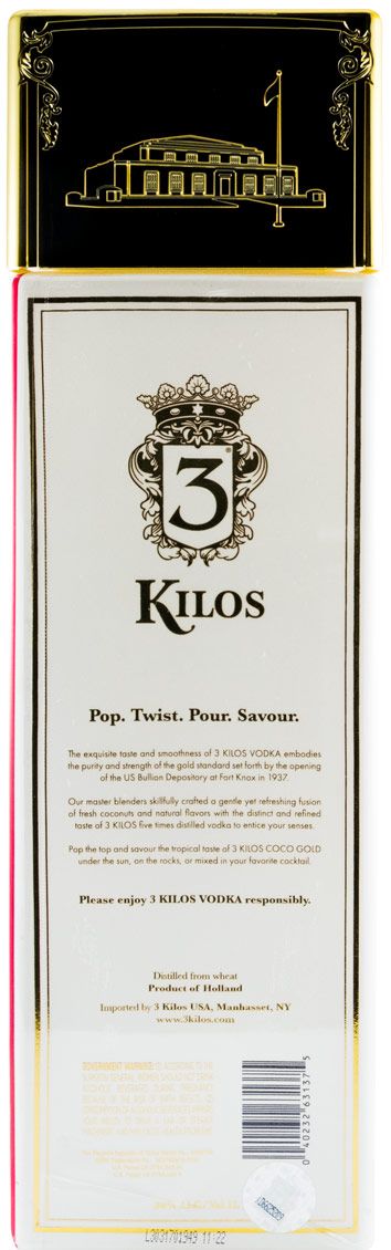 Vodka 3 Kilos Coco Gold Coconut 1L