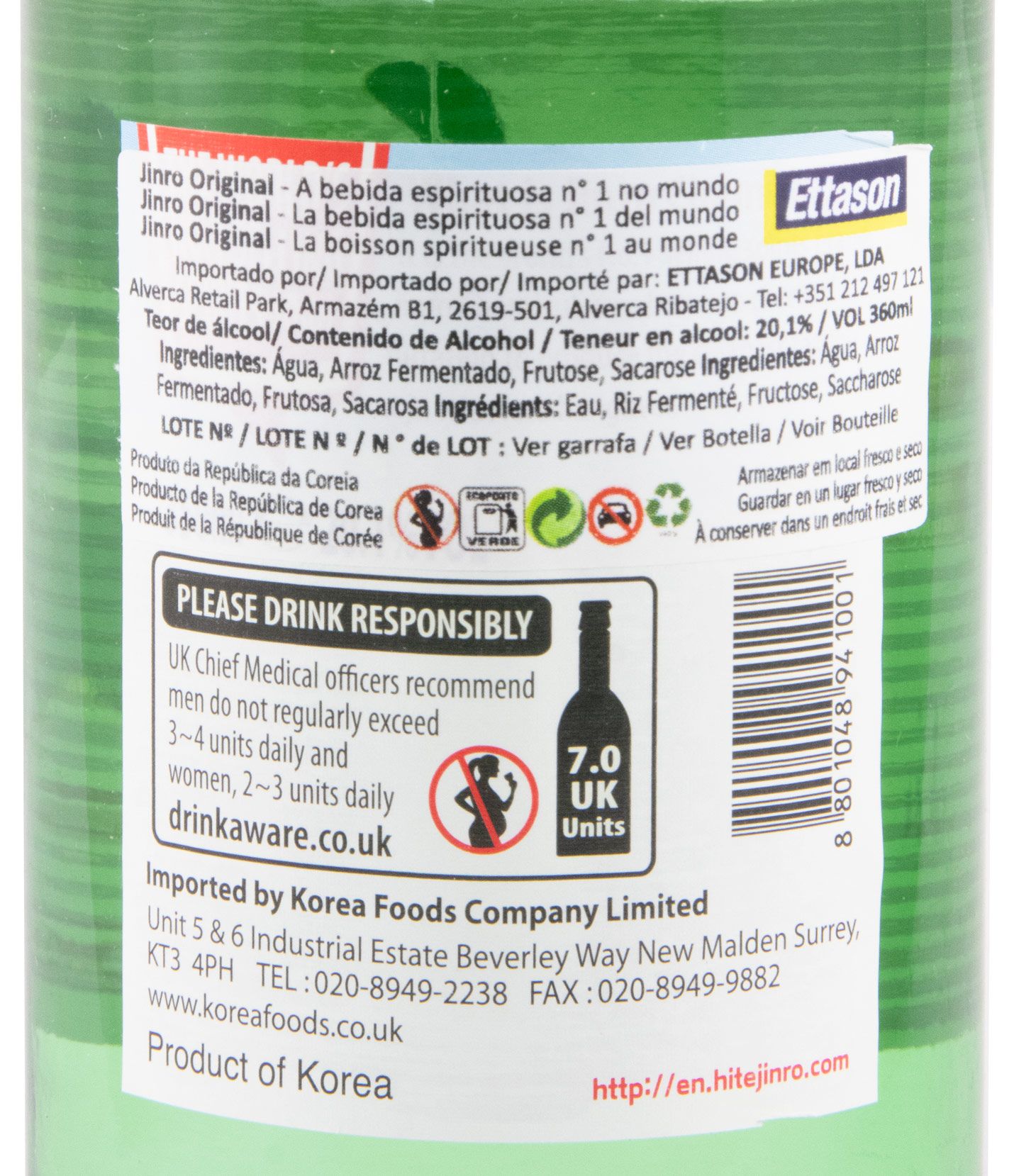 Soju Jinro Chamisul Original 36cl