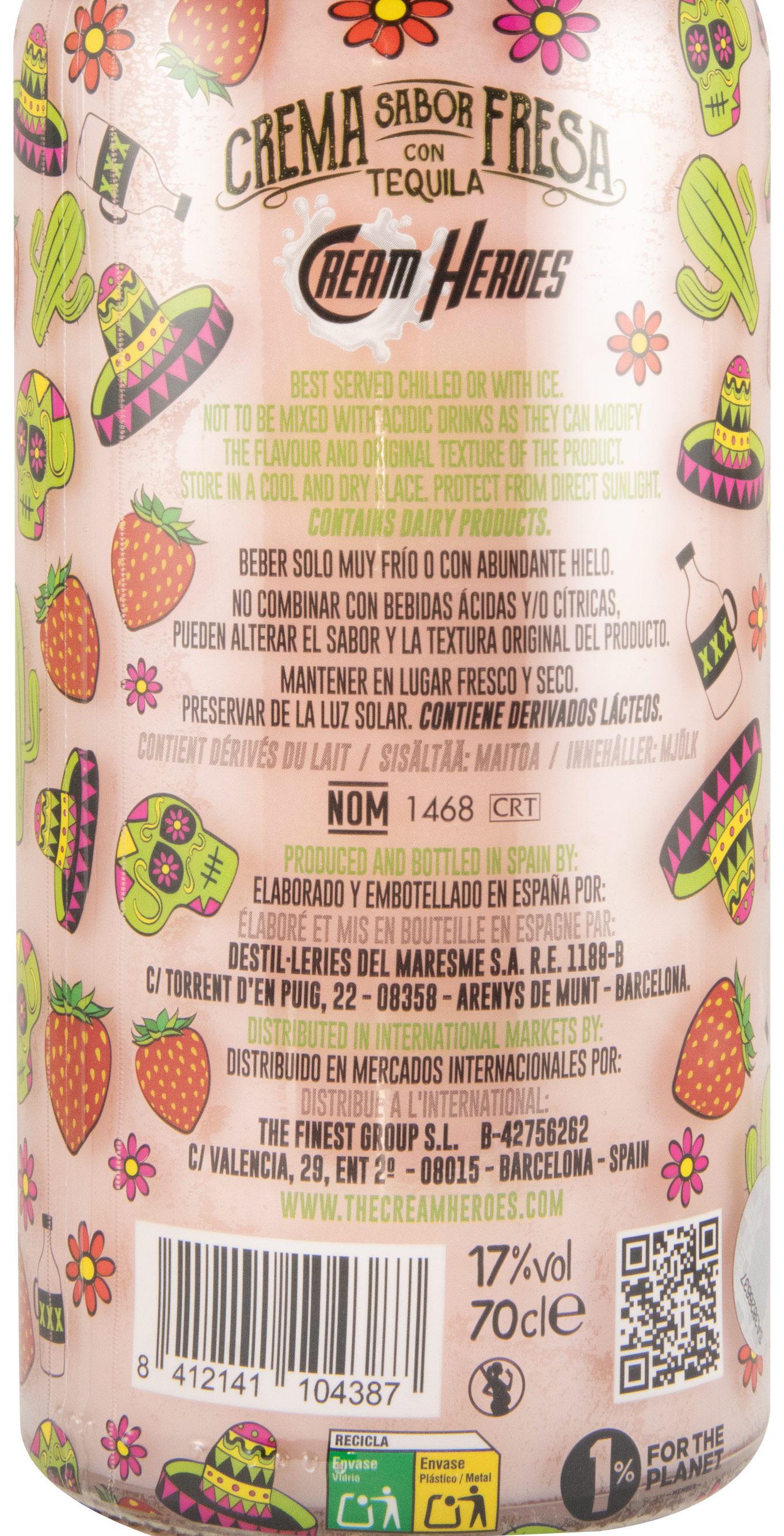 Licor de Tequila Cream Heroes Morango