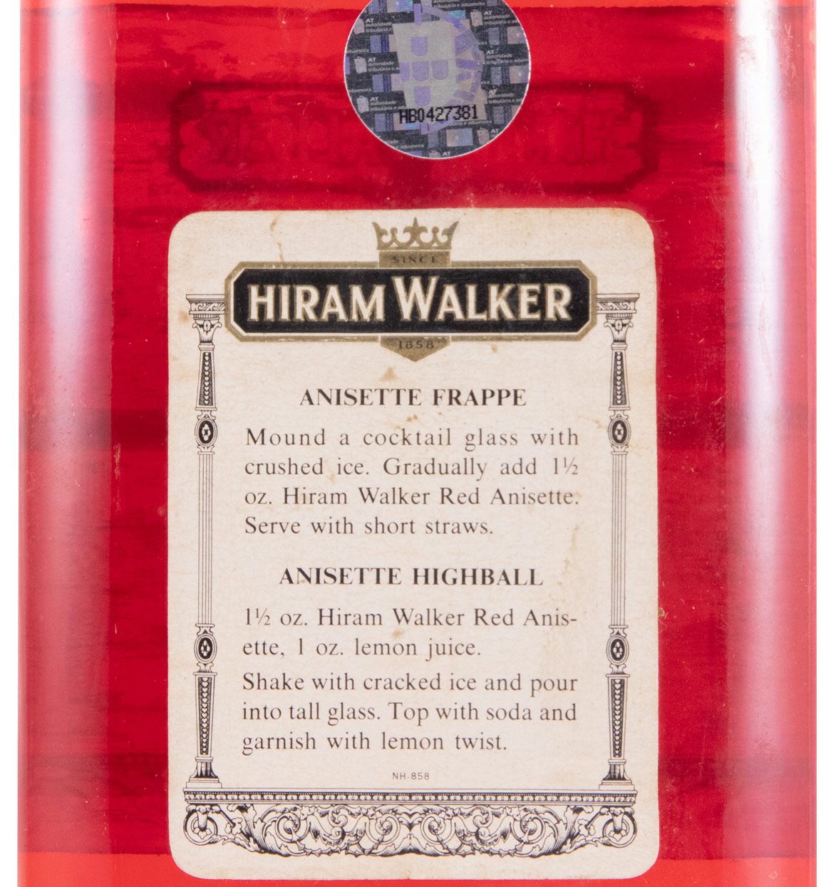 Frasco Anisette Red Hiram Walker 37,5cl