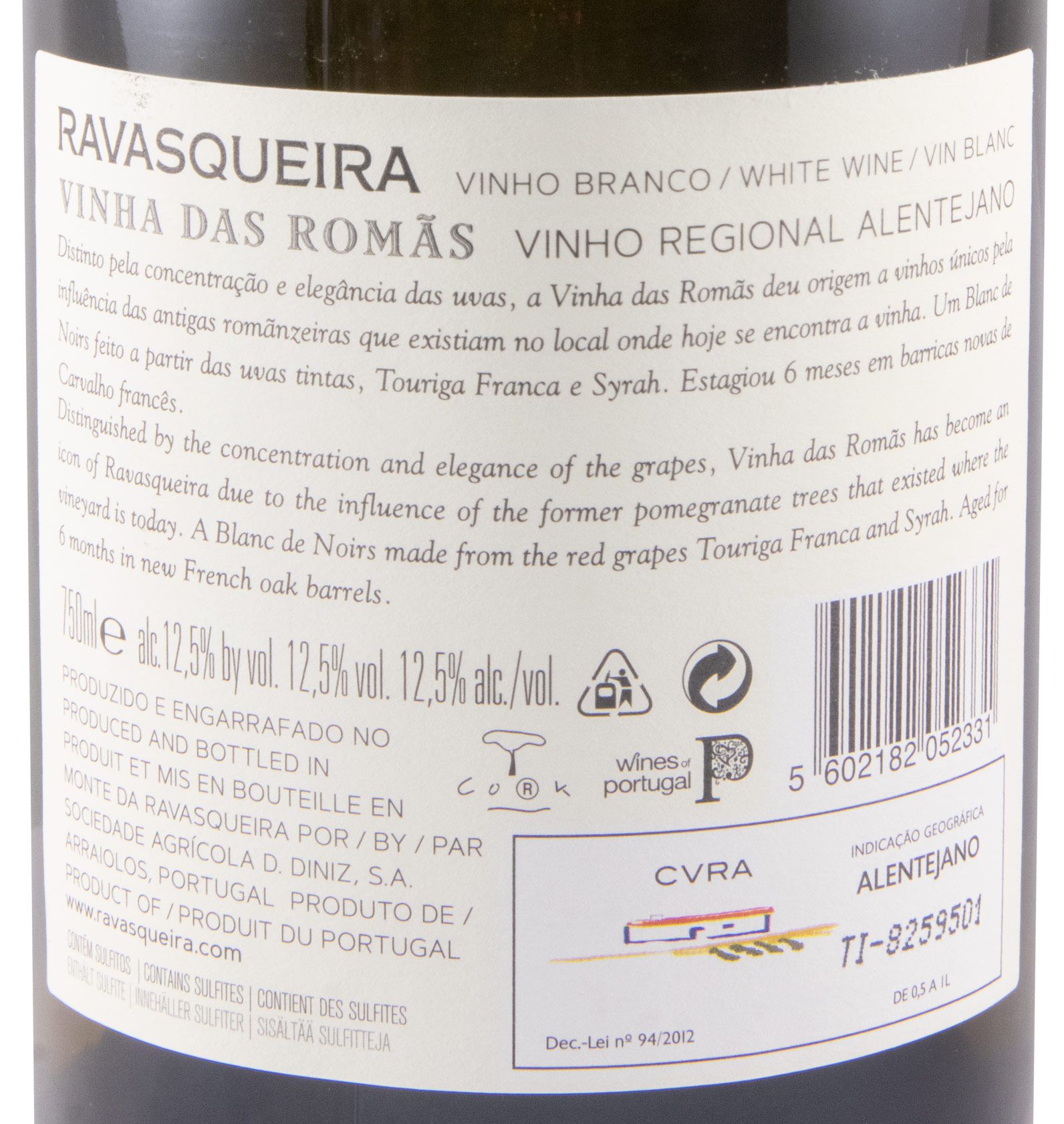 2021 Ravasqueira Vinha das Romãs Blanc de Noirs branco