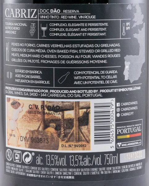 2016 Cabriz Reserva tinto