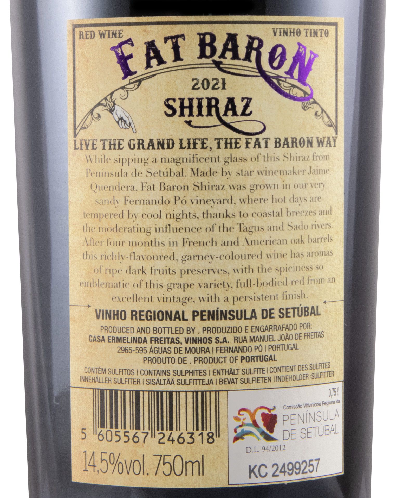 2021 Casa Ermelinda Freitas Fat Baron Shiraz tinto