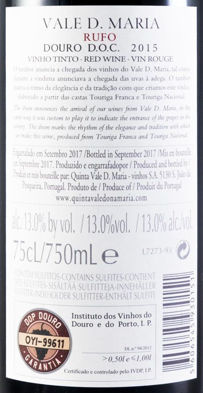 2015 Quinta Vale D. Maria Rufo tinto
