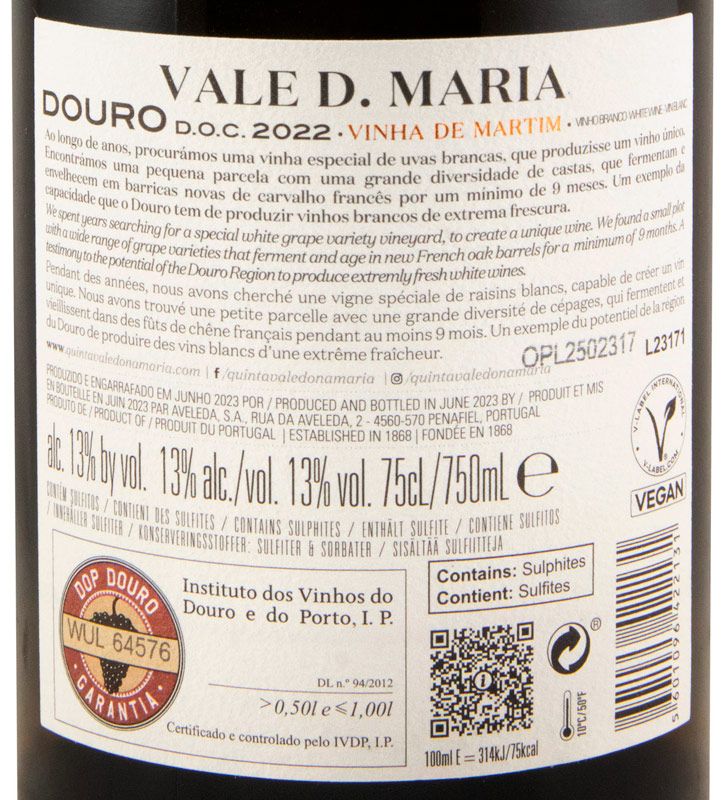 2022 Quinta Vale D. Maria Vinha do Martim branco
