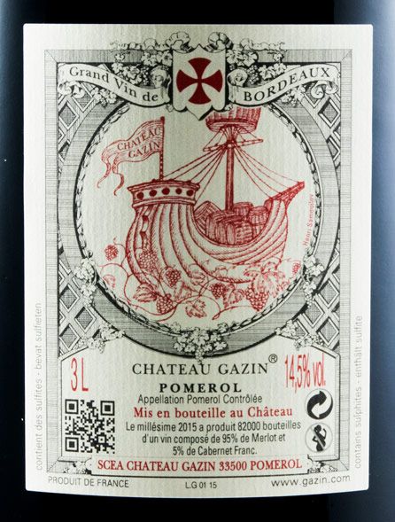 2015 Château Gazin Pomerol tinto 3L