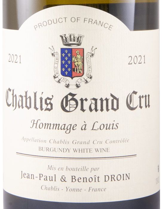2021 Jean-Paul & Benoît Droin Hommage à Louis Chablis Grand Cru branco