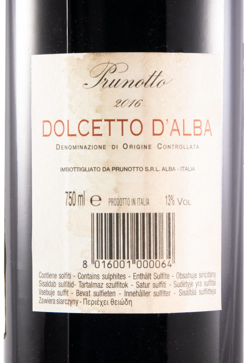 2016 Prunotto Dolcetto d'Alba tinto