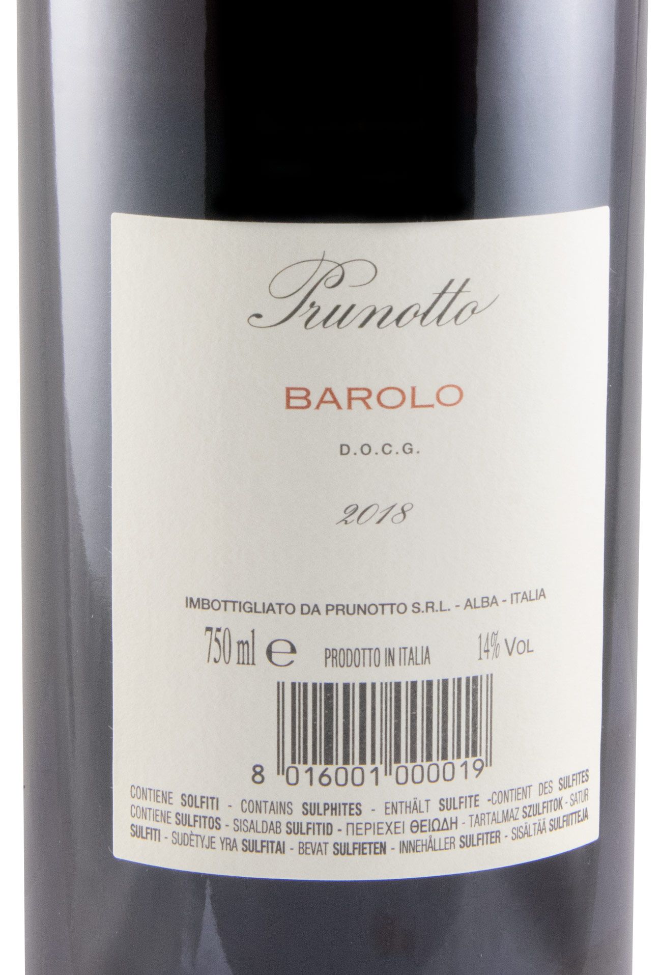 2018 Prunotto Barolo tinto