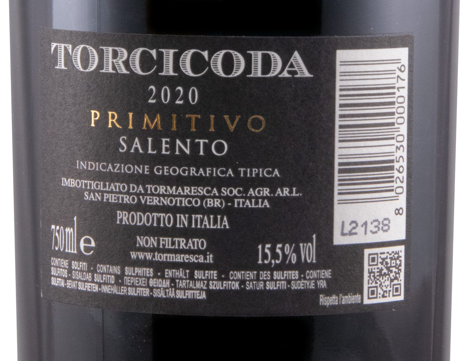2020 Tormaresca Torcicoda Primitivo Salento tinto