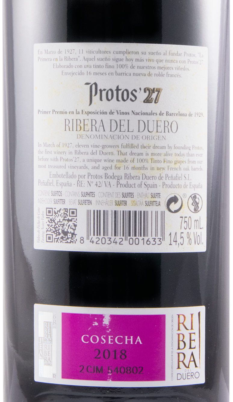 2018 Protos 27 Ribera del Duero tinto