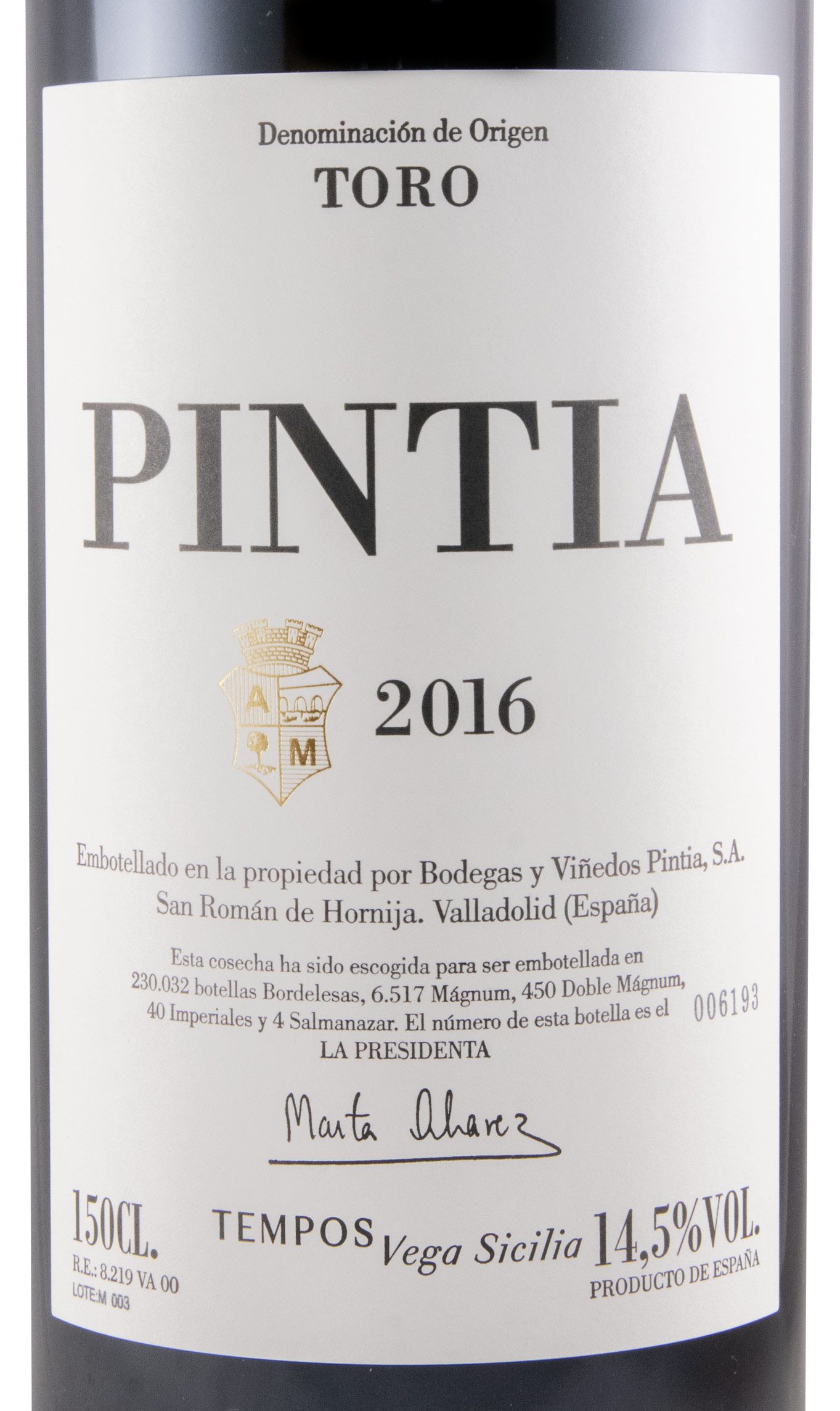 2016 Pintia Toro tinto 1,5L