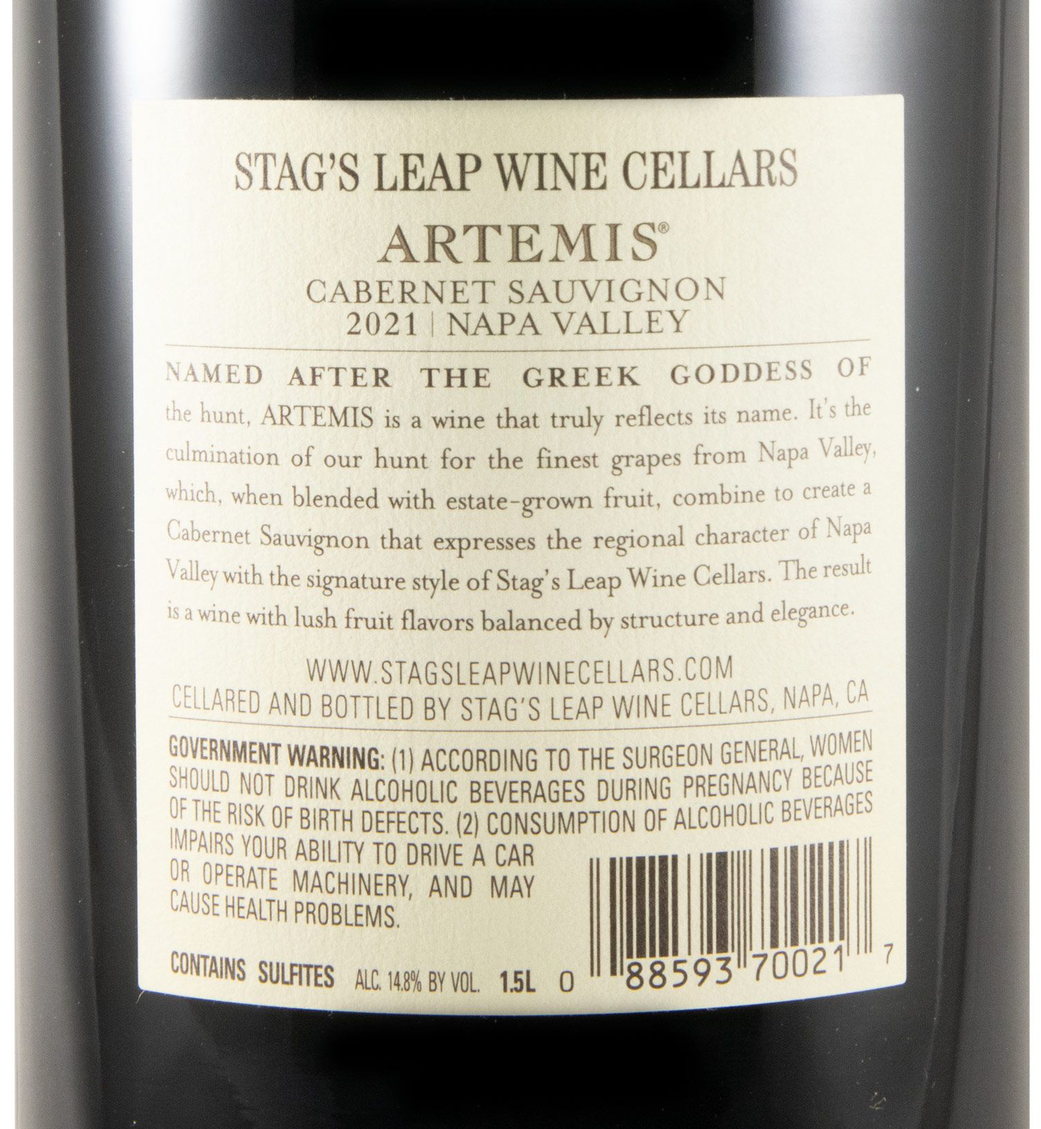 2021 Stag's Leap Artemis Cabernet Sauvignon tinto 1,5L