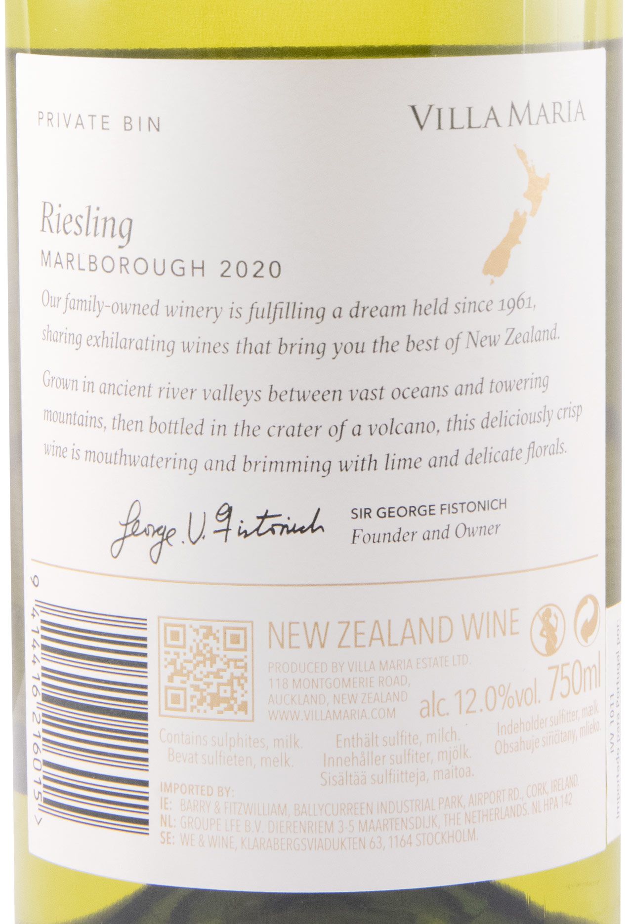 2020 Villa Maria Private Bin Riesling Marlborough branco
