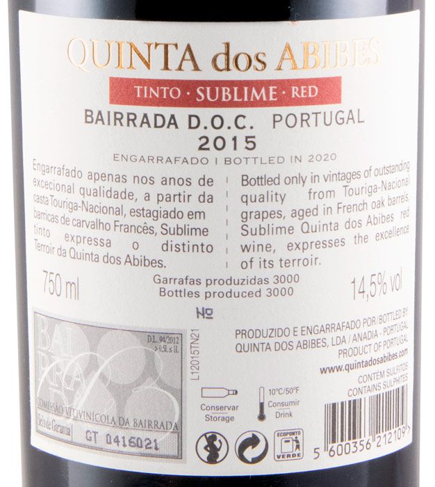 2015 Quinta dos Abibes Sublime tinto