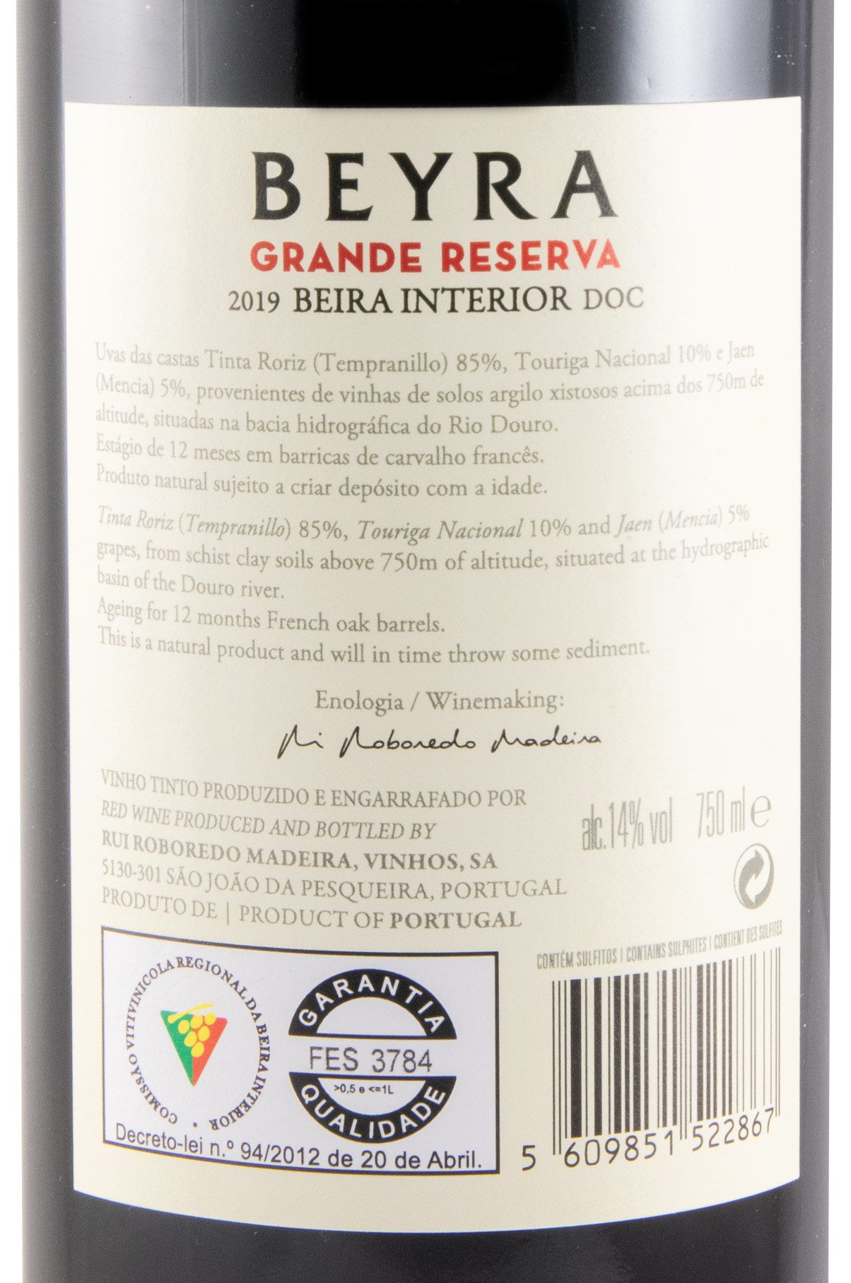 2019 Beyra Grande Reserva tinto