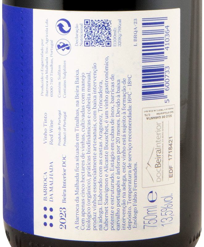 2023 Barroca da Malhada BRQA+ tinto