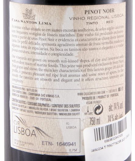 2021 Casa Santos Lima Pinot Noir red (damaged label)