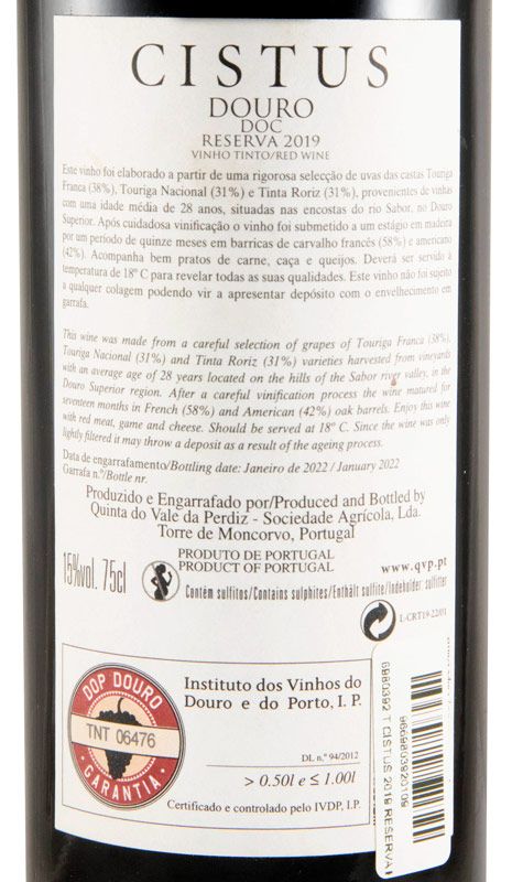 2019 Cistus Reserva red (damaged label)
