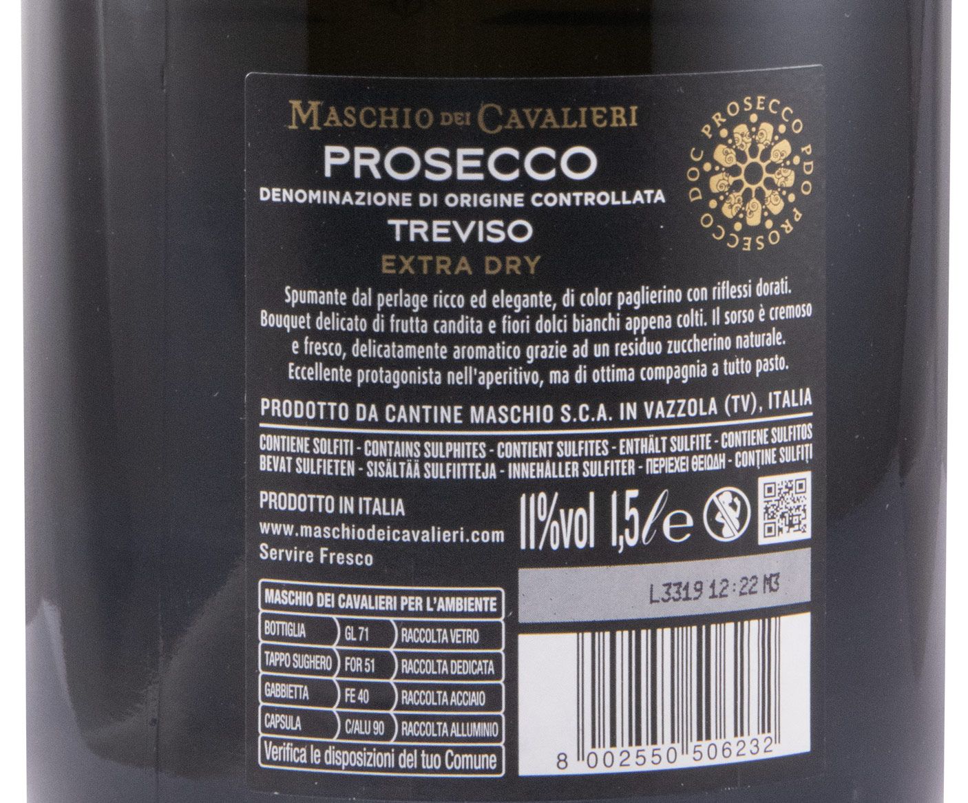 Espumante Prosecco Maschio dei Cavalieri Treviso Extra Seco 1,5L