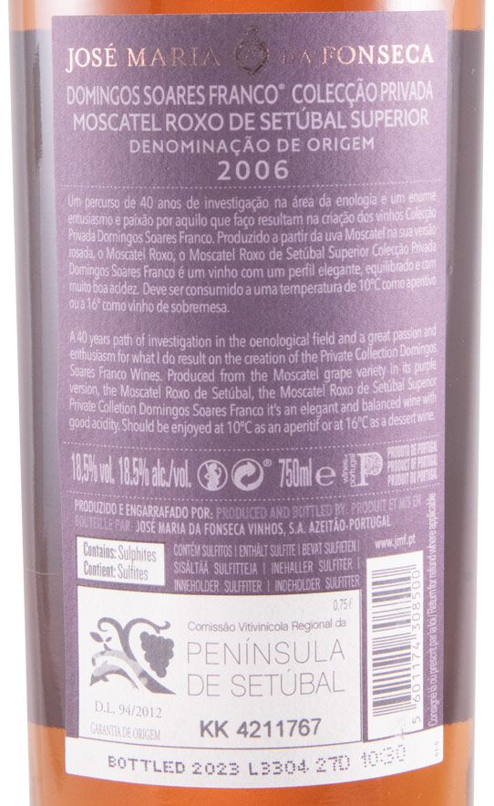 2006 Moscatel Roxo de Setúbal Domingos Soares Franco Colecção Privada