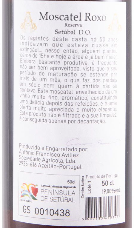 2012 Moscatel Roxo de Setúbal António Avillez Reserva 50cl