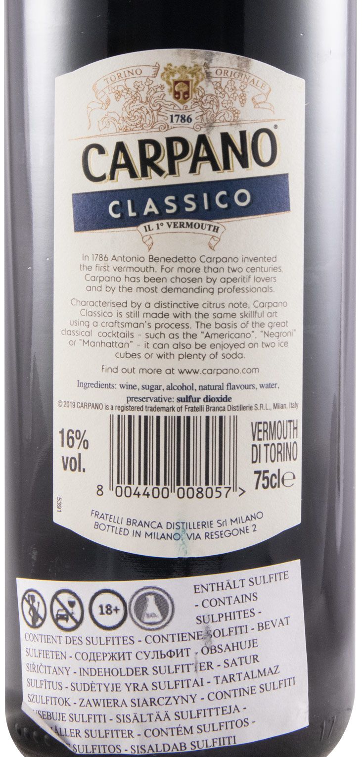 Vermute Carpano Classico Rosso