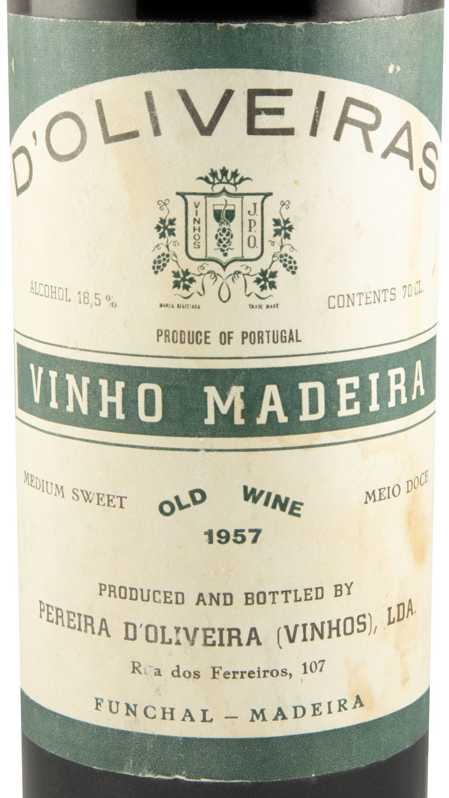 1957 Madeira D'Oliveiras Old Wine (paper label)
